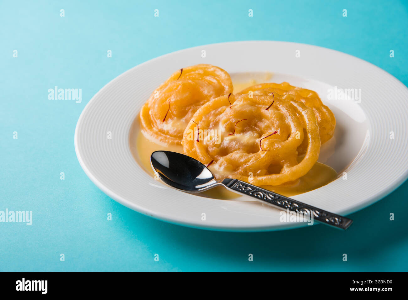 jilbi or jalebi or imarati with rabdi made from condensing milk, famous ...