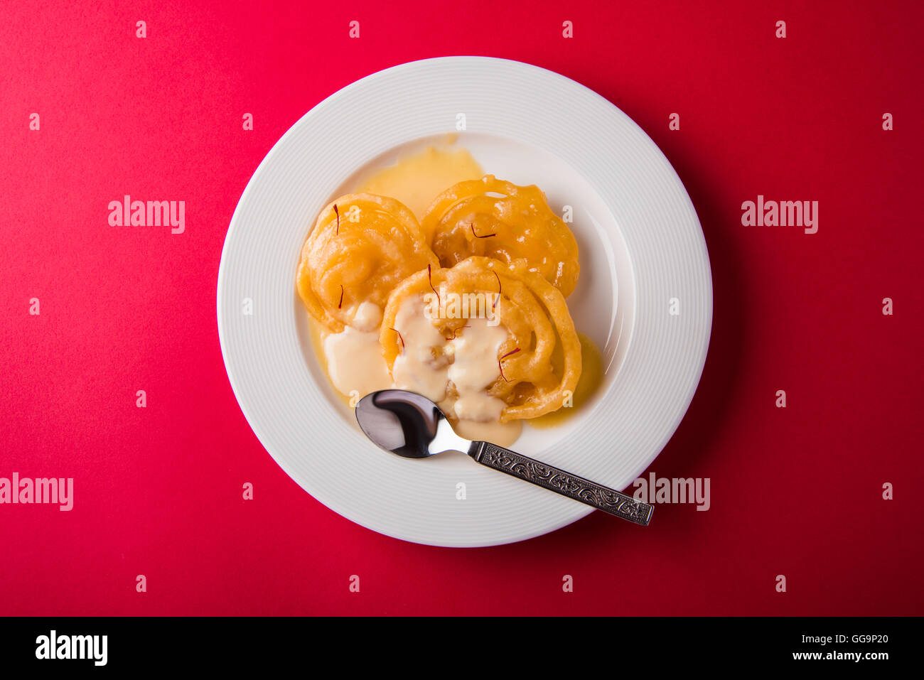 jilbi or jalebi or imarati with rabdi made from condensing milk, famous ...