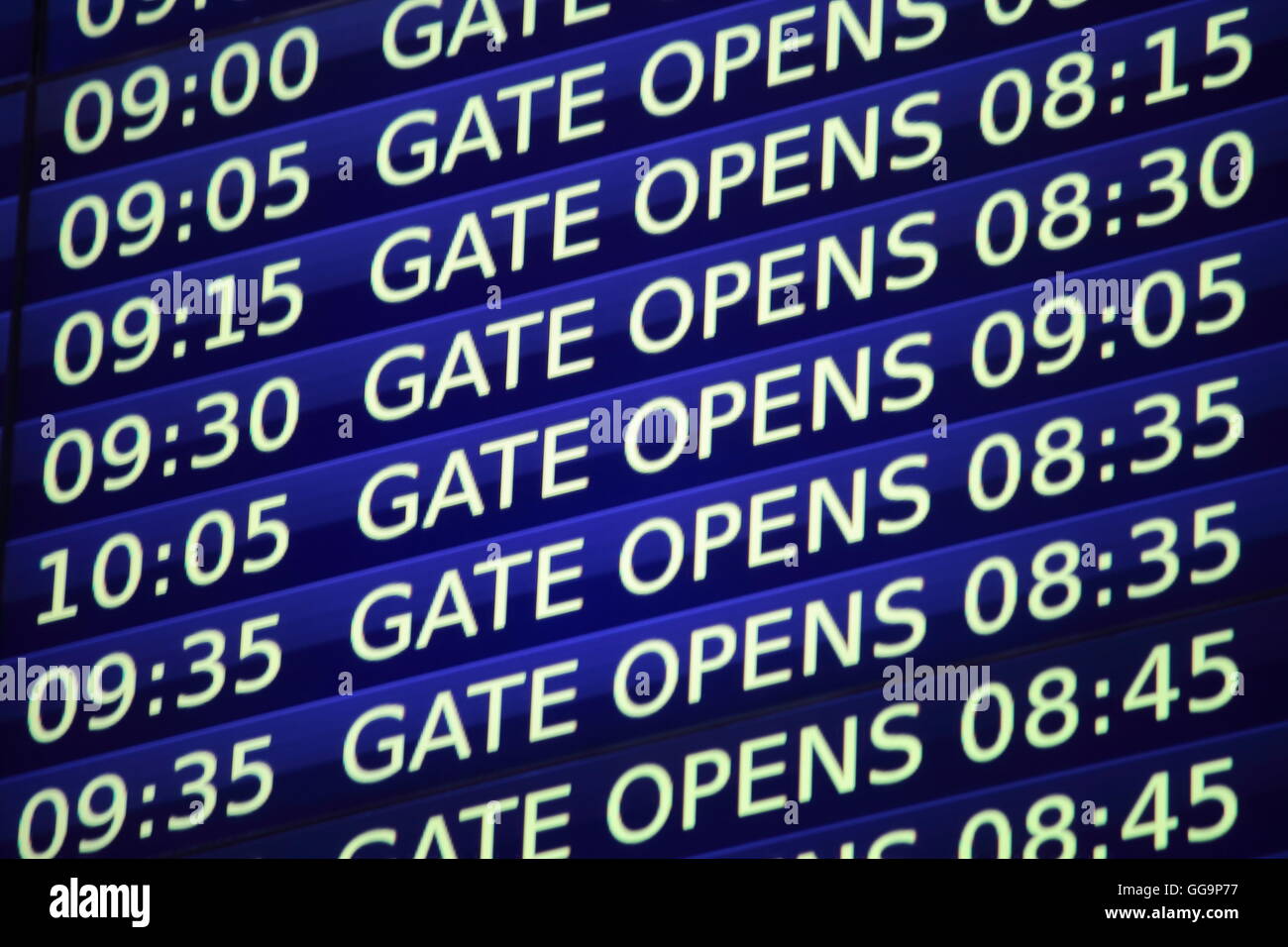 Gate open sign at Melbourne Airport Stock Photo - Alamy