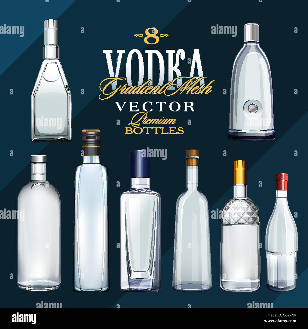 Various Types Of Vodka Bottles. Vector Illustration Stock Vector Image ...