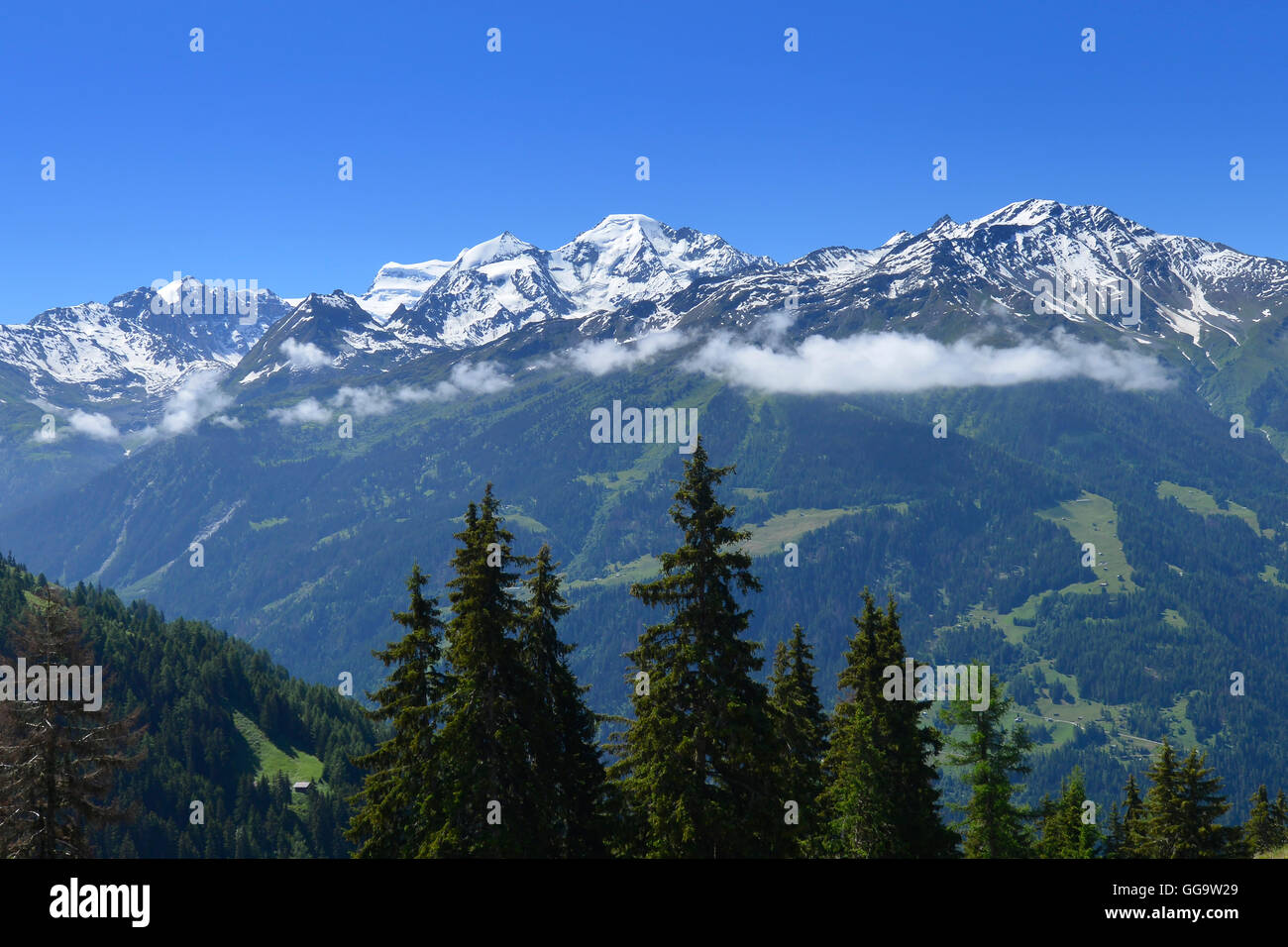 View of the Grand Combin Massif from Cabane Mont Fort on the Haute ...
