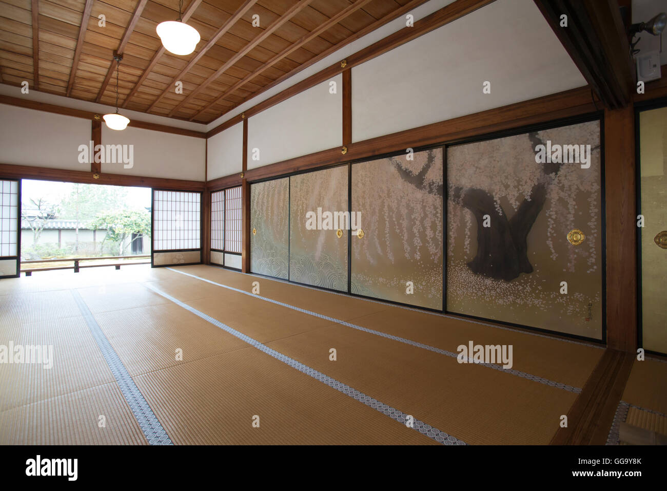 Cherry blossoms on Fusuma (Japanese traditional partition from paper ...