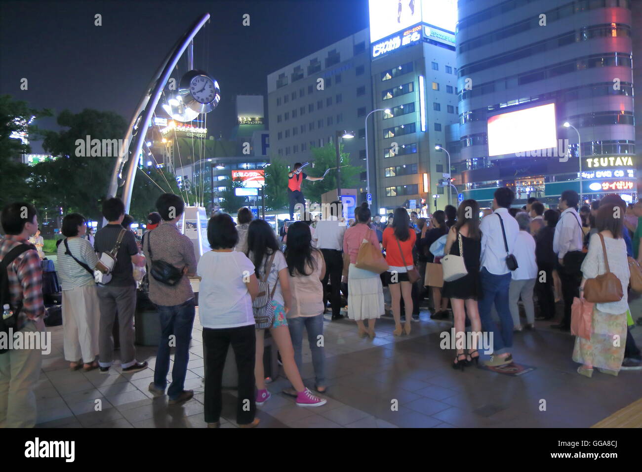 People gather to watch street performance in Nagoya Japan Stock Photo ...