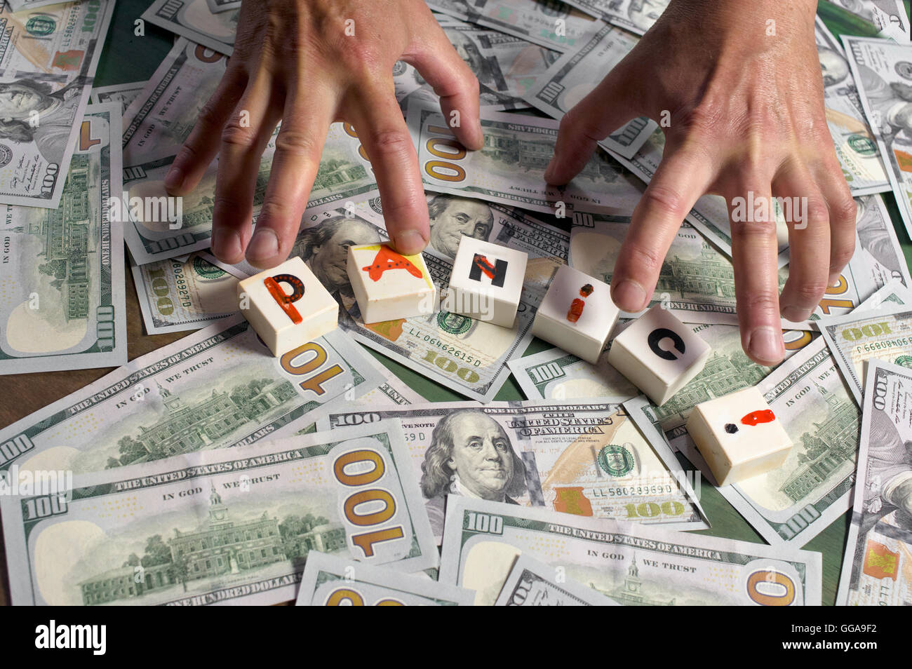Panic And Money Stock Photo - Alamy