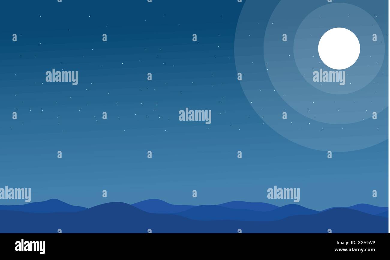 Silhouette of hills and moon scenery Stock Vector Image & Art - Alamy