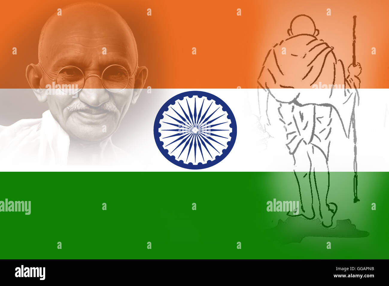Mahatma gandhi indian flag hi-res stock photography and images - Alamy