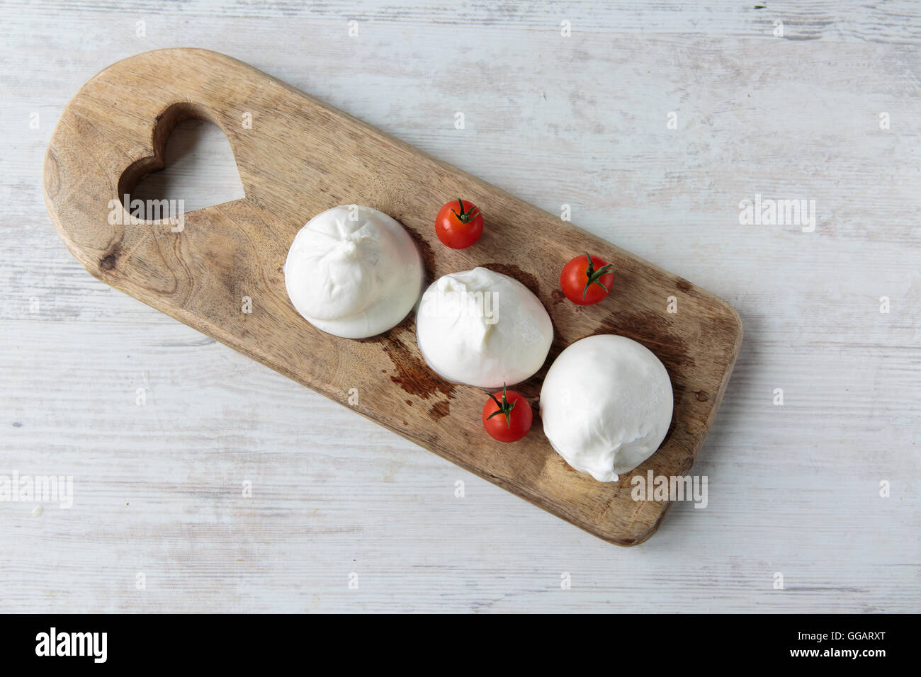 Fresh delicious burrata cheese typical from Apulia region, Italy Stock ...