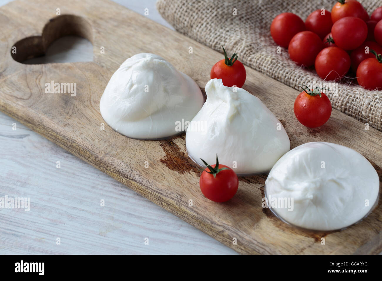 Fresh delicious burrata cheese typical from Apulia region, Italy Stock ...
