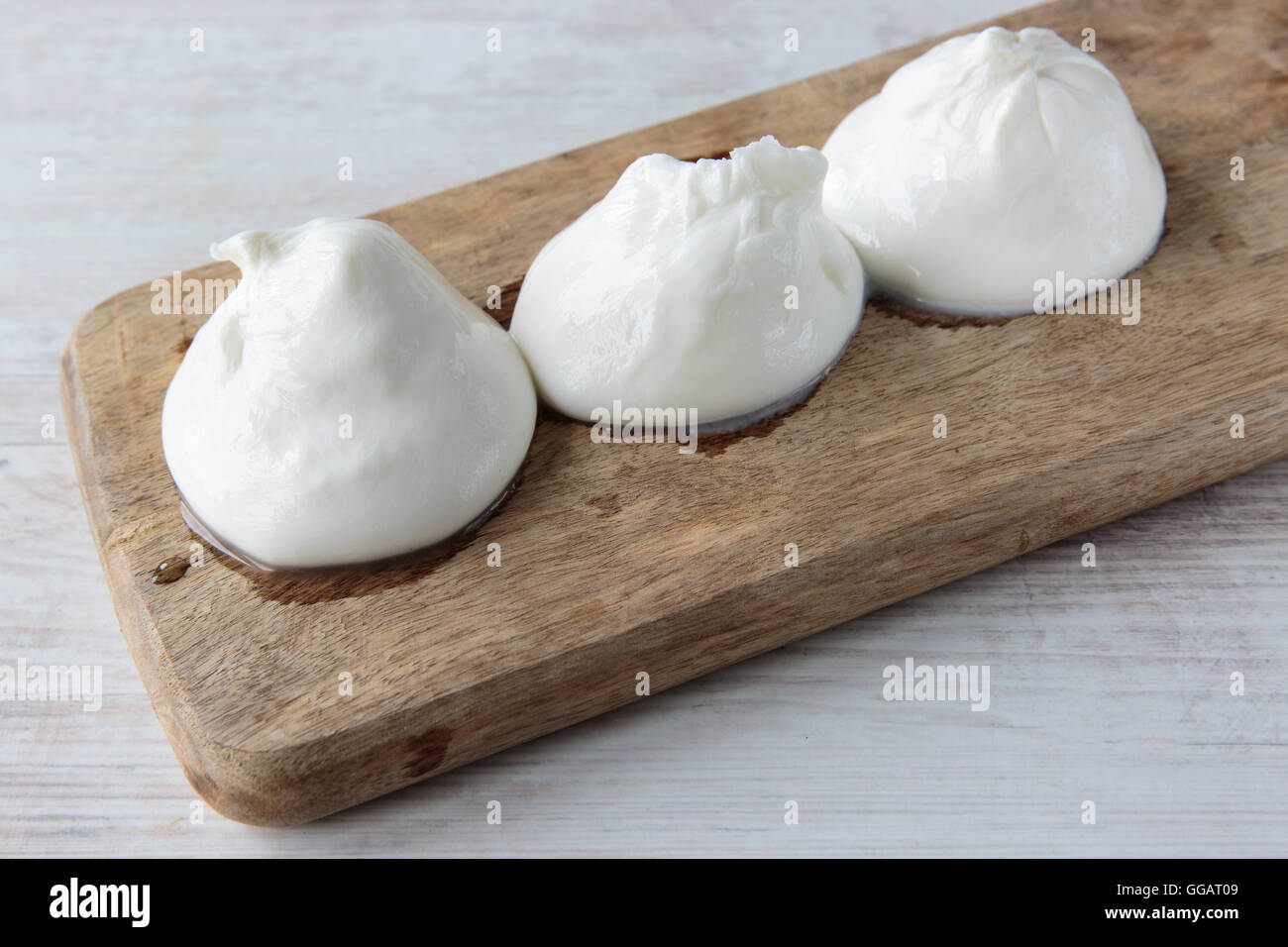 Fresh delicious burrata cheese typical from Apulia region, Italy Stock ...