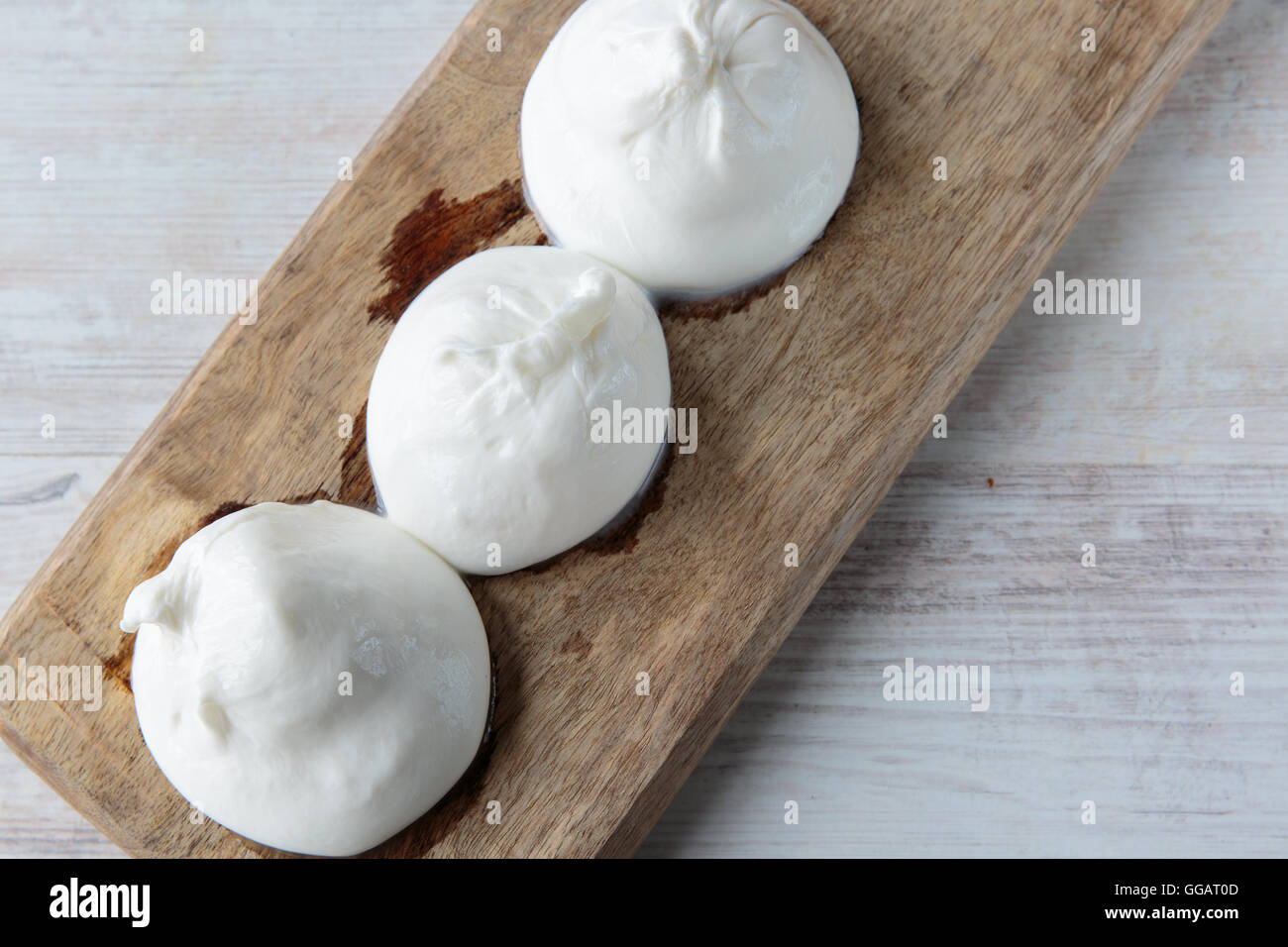 Fresh delicious burrata cheese typical from Apulia region, Italy Stock ...