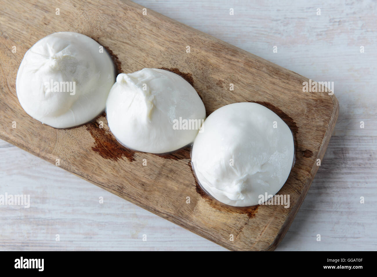 Fresh delicious burrata cheese typical from Apulia region, Italy Stock ...
