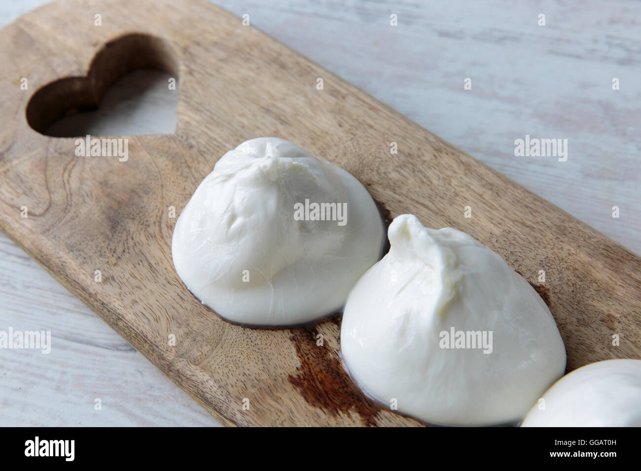Fresh delicious burrata cheese typical from Apulia region, Italy Stock ...