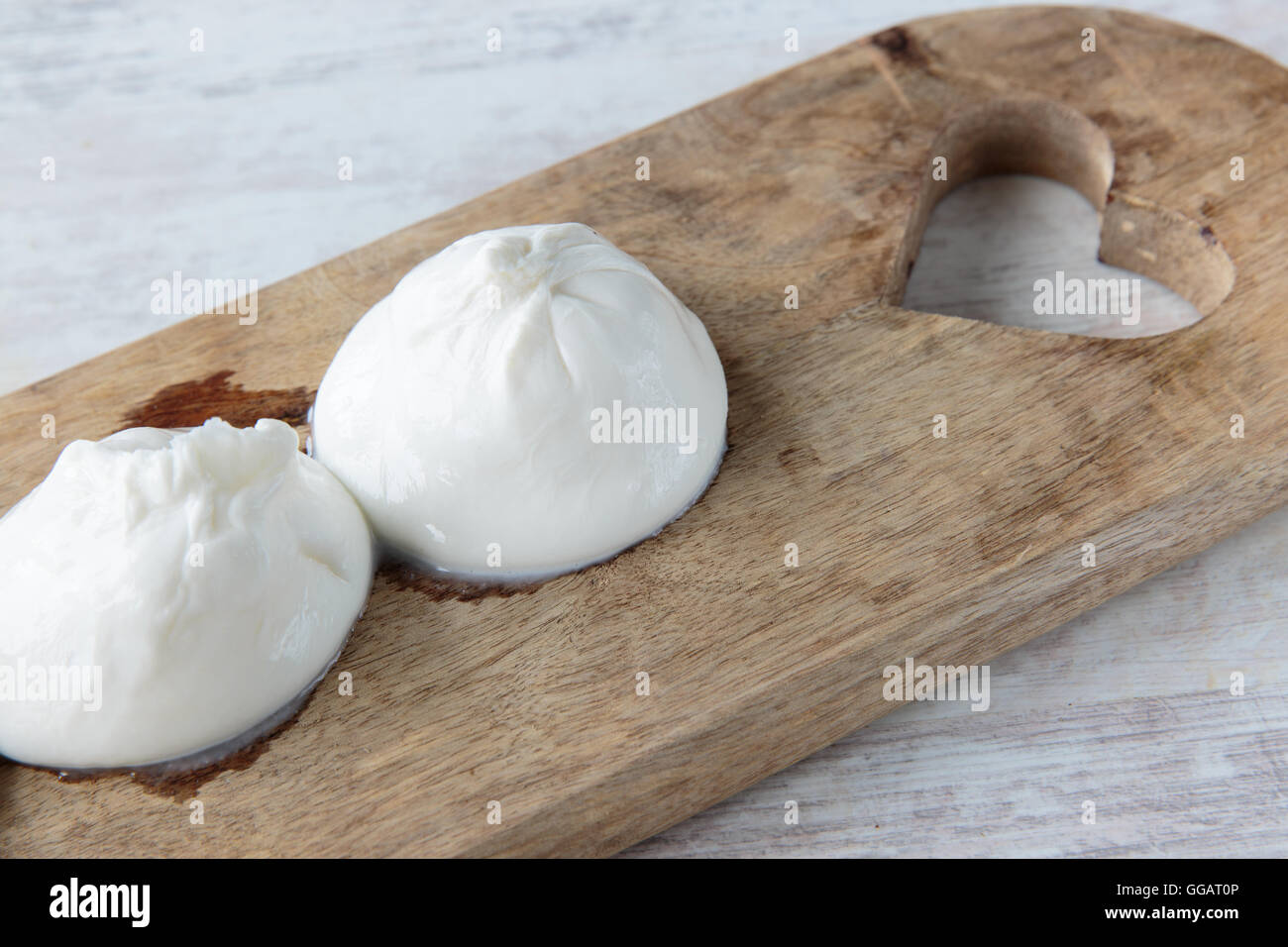Fresh delicious burrata cheese typical from Apulia region, Italy Stock ...