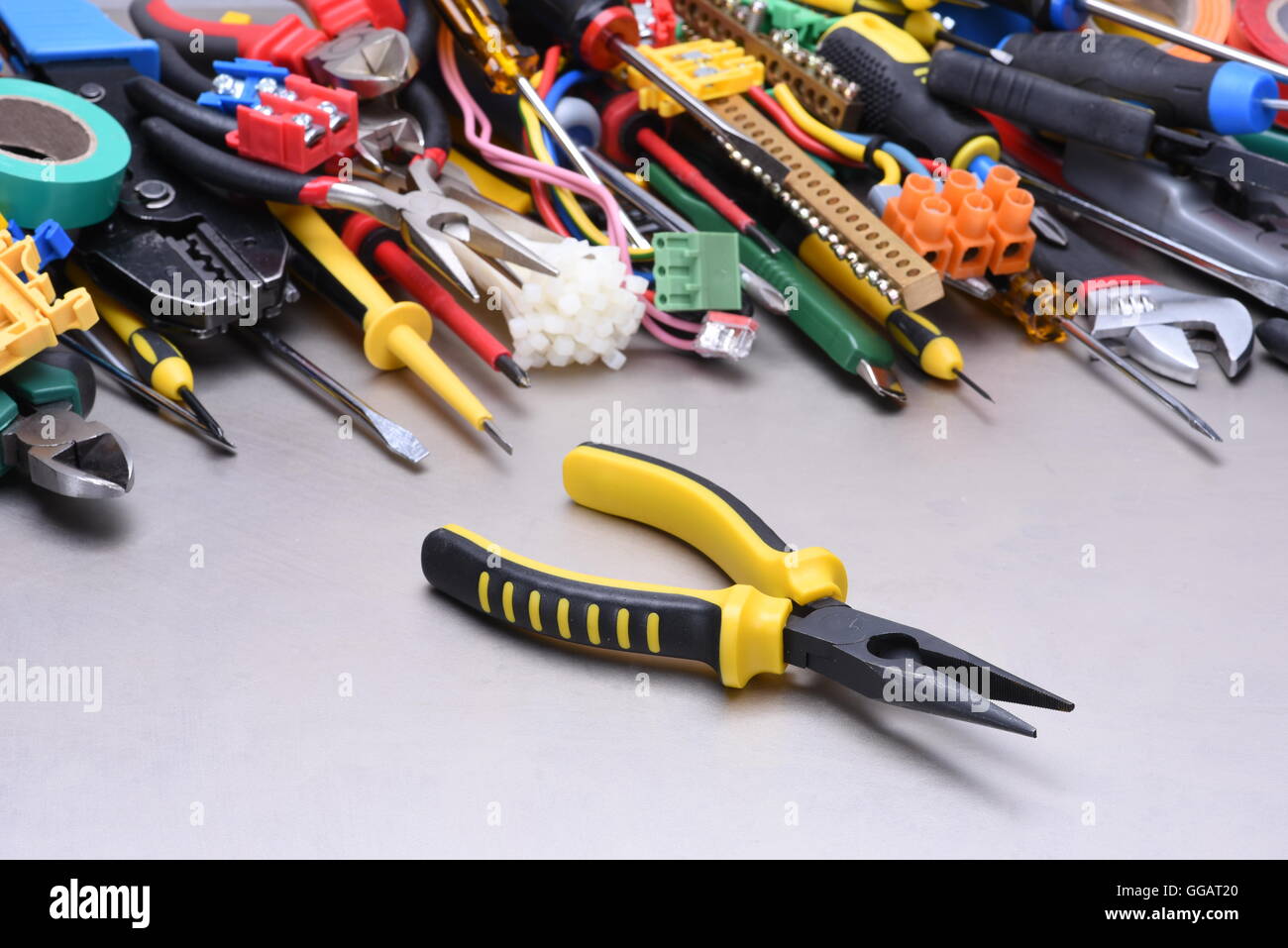 Group of tools, accessories and component used in electrical ...