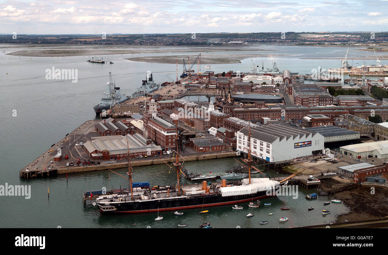 General view of HM Naval Dockyards and the Historic Dockyards including ...