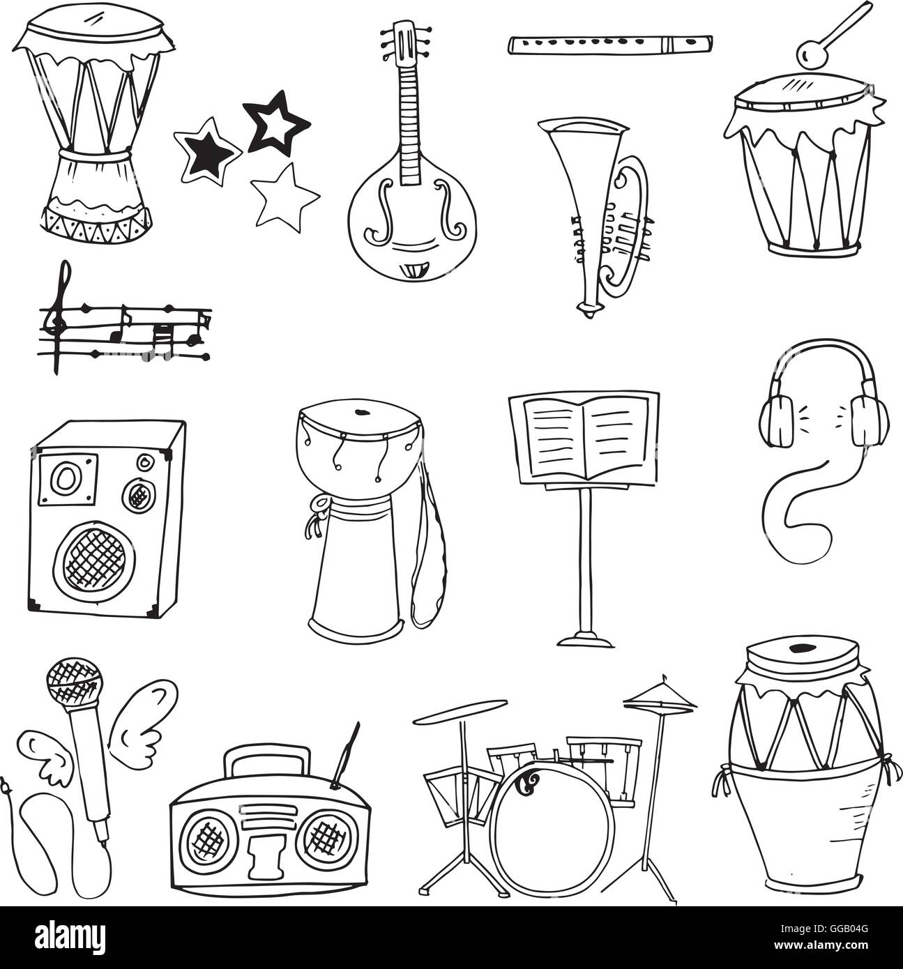 Collection stoock music doodles vector Stock Vector Image & Art - Alamy