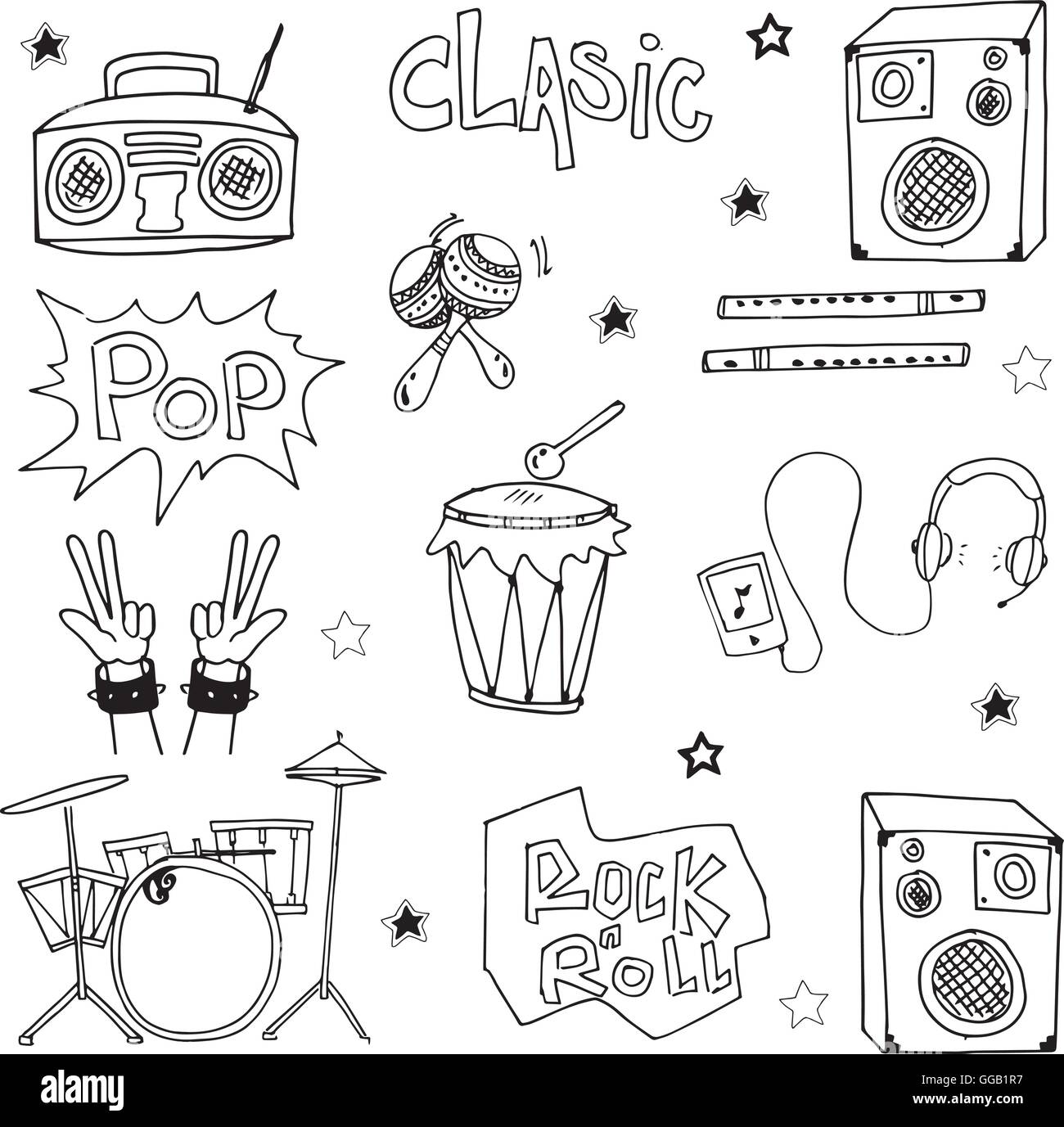Music set doodles vector illustration Stock Vector Image & Art - Alamy