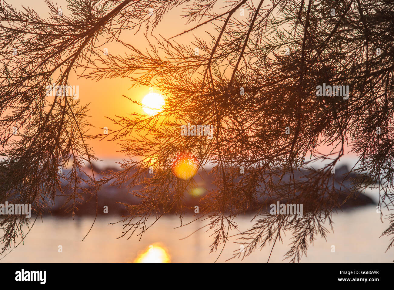Beautiful sunset in Paros, Greece Stock Photo - Alamy