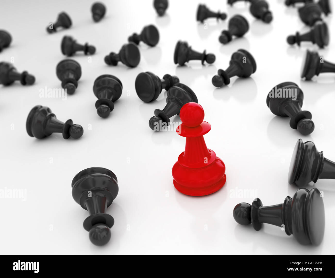 Single red pawn. Last one standing Business strategy concept background ...