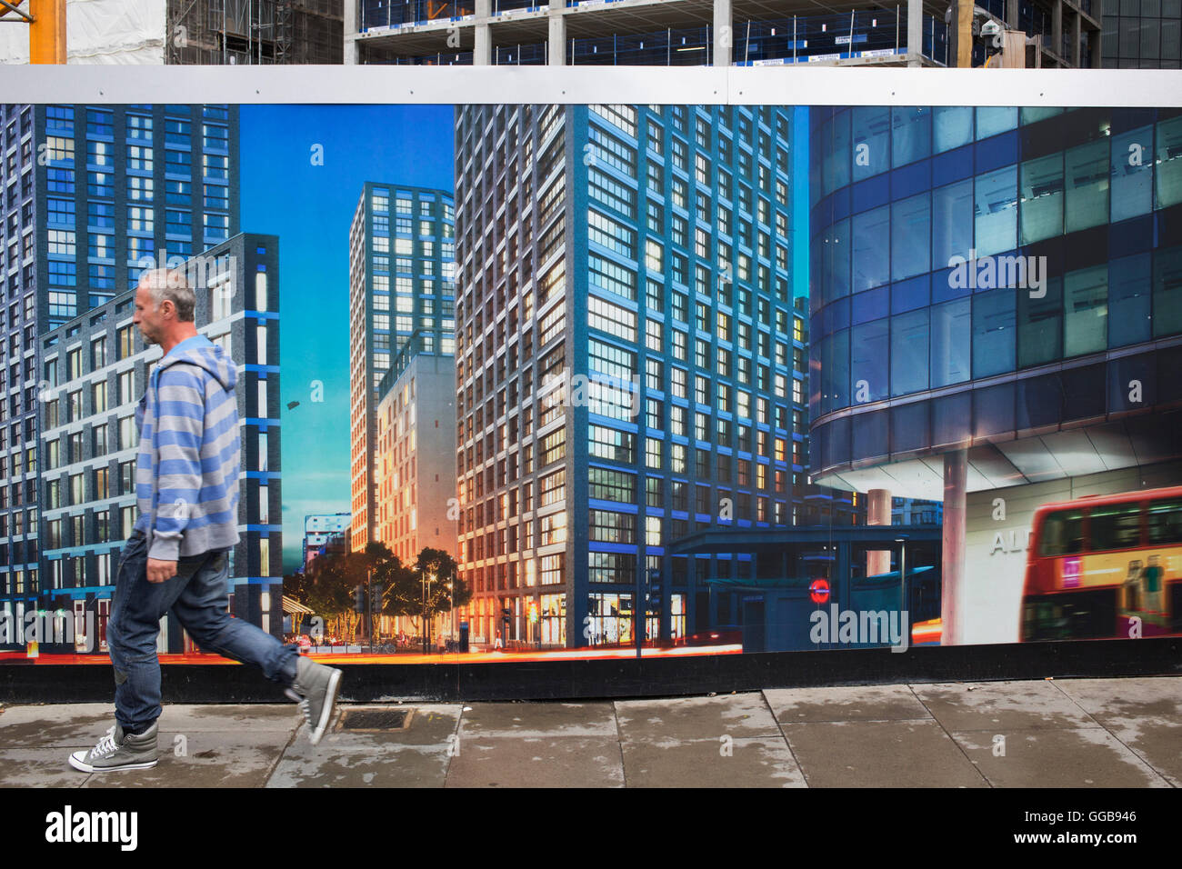 Architectural hoarding outside the construction site for a new block of ...