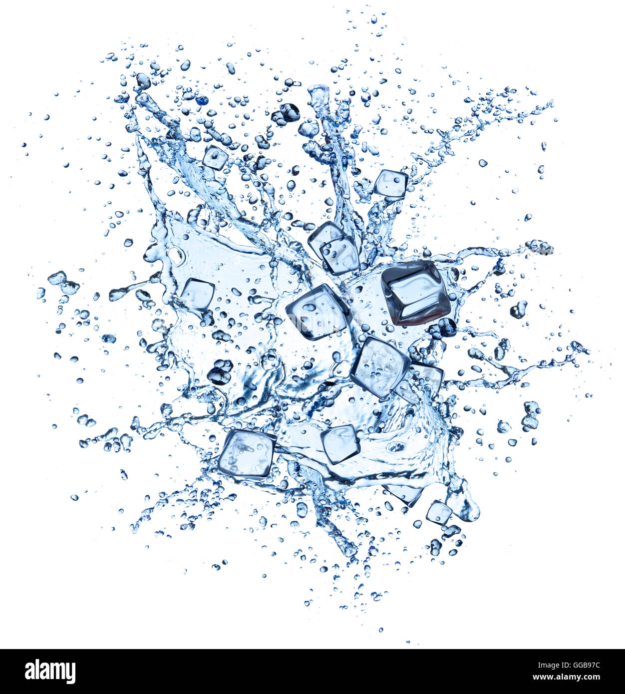 ice cubes with water splashes isolated on white background Stock Photo ...