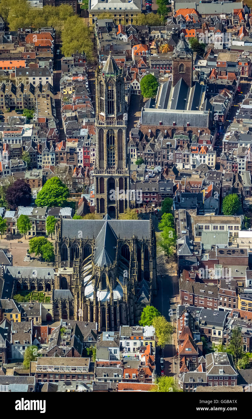 Aerial view, downtown Utrecht, overview with the Dom Tower in Utrecht ...