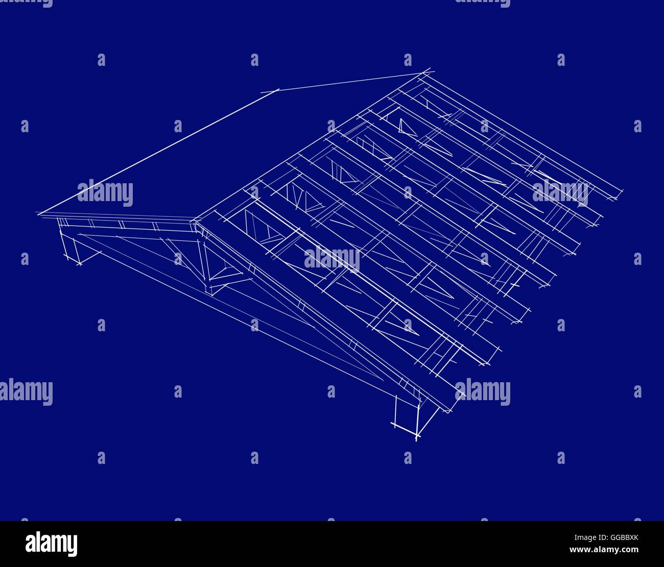 3d illustration sketch rendering blueprint of Italian truss Stock Photo ...