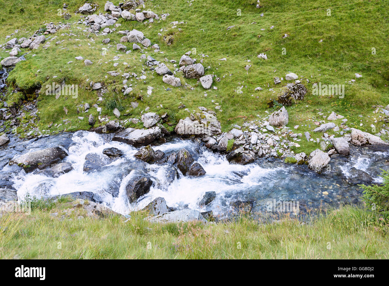 Photo of green capra peak, a small river in fagaras mountains, Romania ...