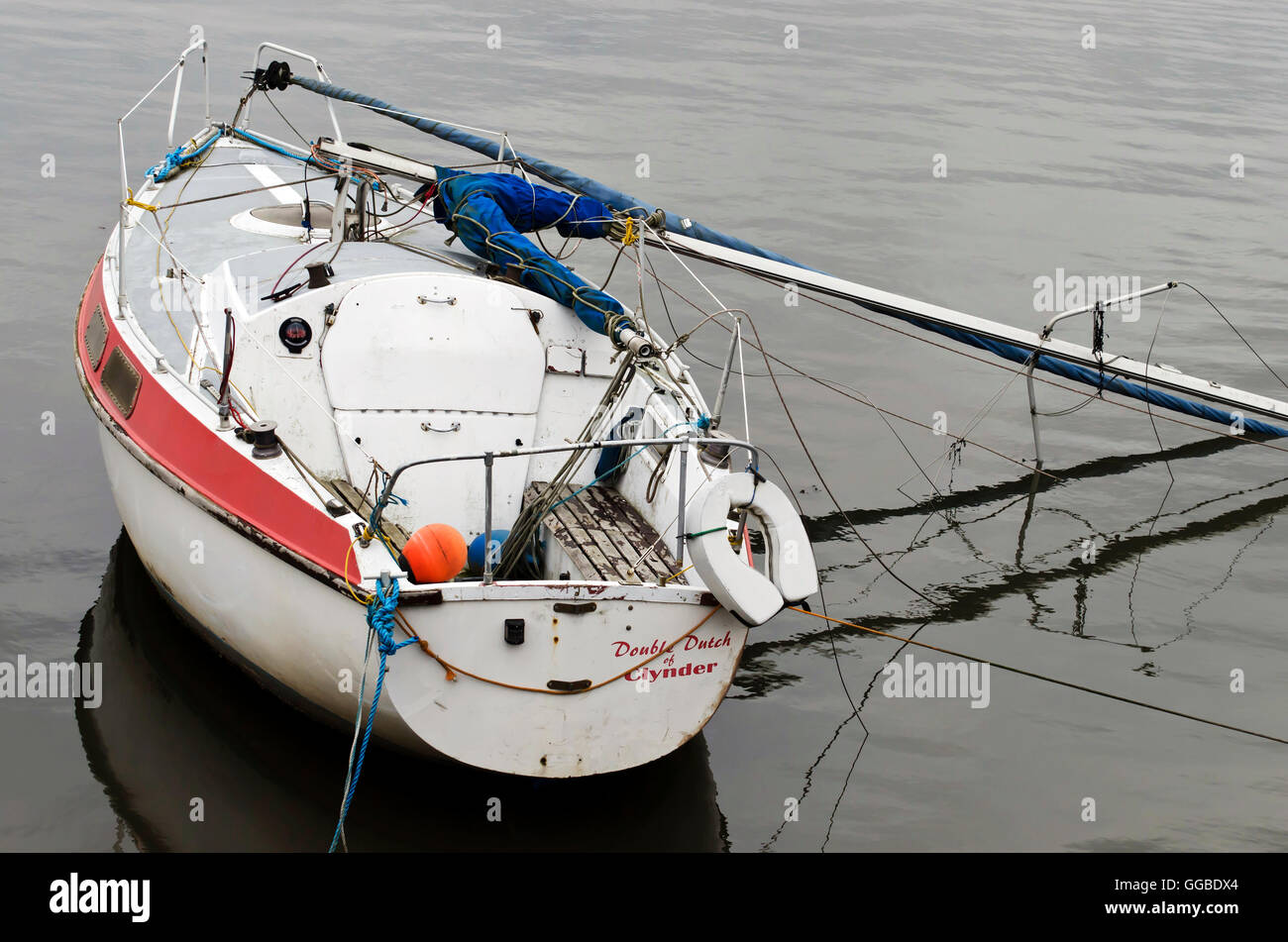 Storm-damaged Yacht in Charlestown Harbour, Fife, Scotland Stock Photo ...