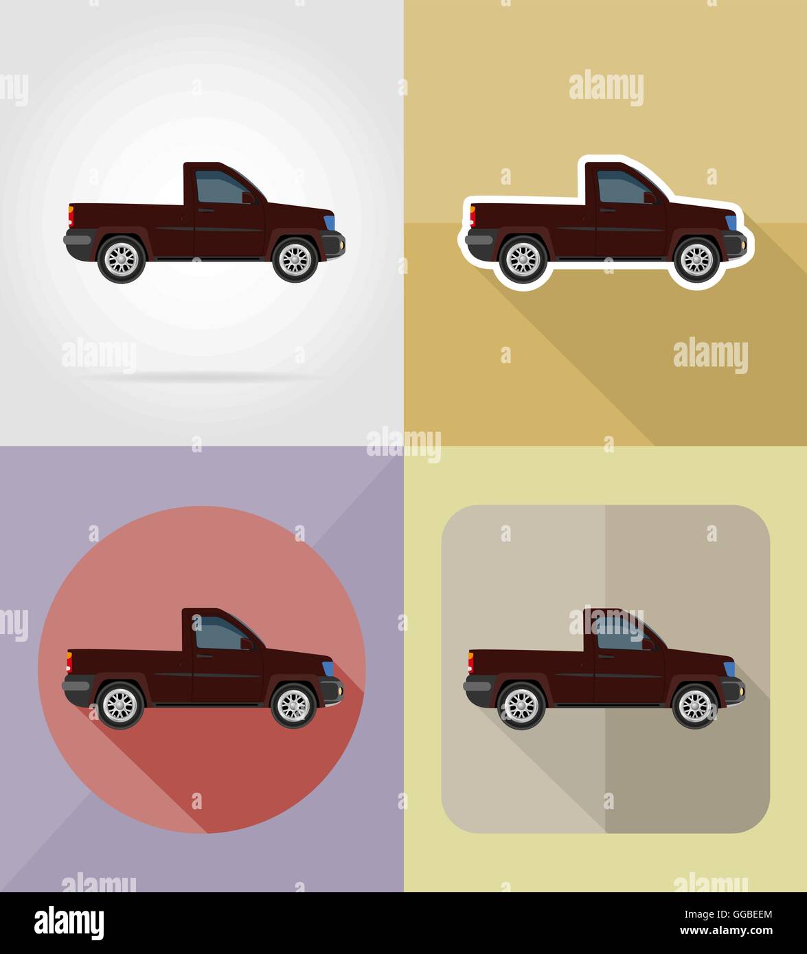 pick-up transport flat icons vector illustration isolated on background ...