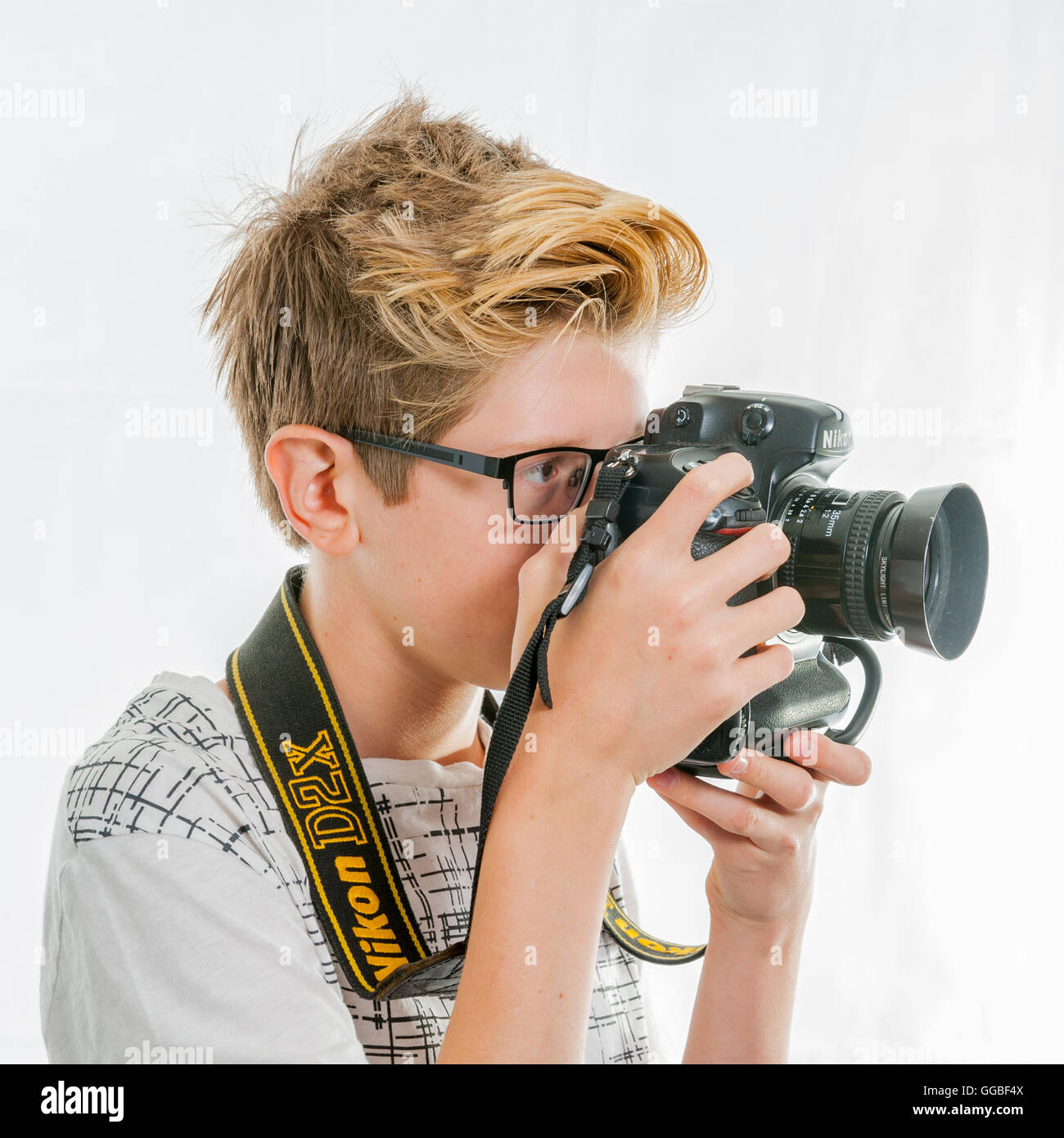 A budding young teenage photographer in the Uk Stock Photo - Alamy