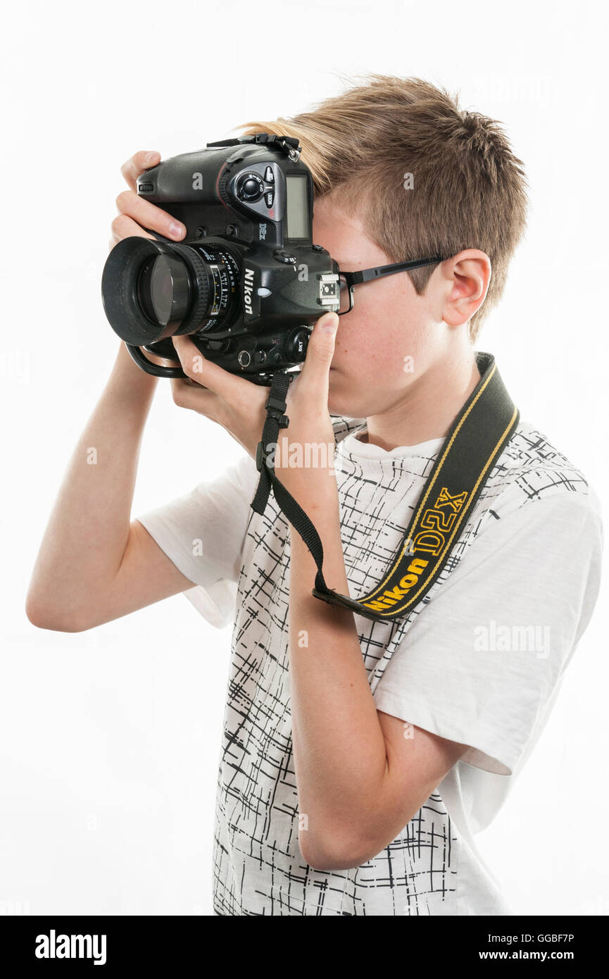 A budding young teenage photographer in the Uk Stock Photo - Alamy