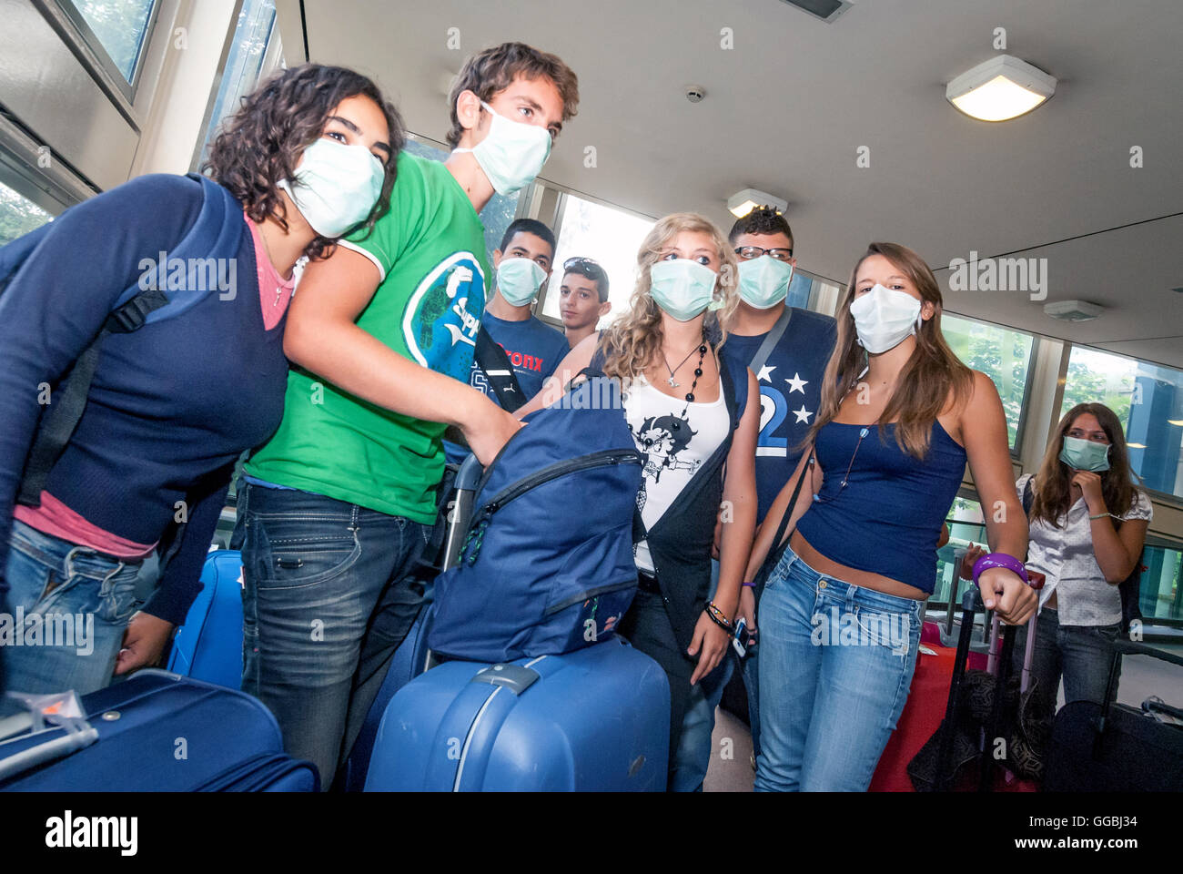 Masks on plane hi-res stock photography and images - Alamy