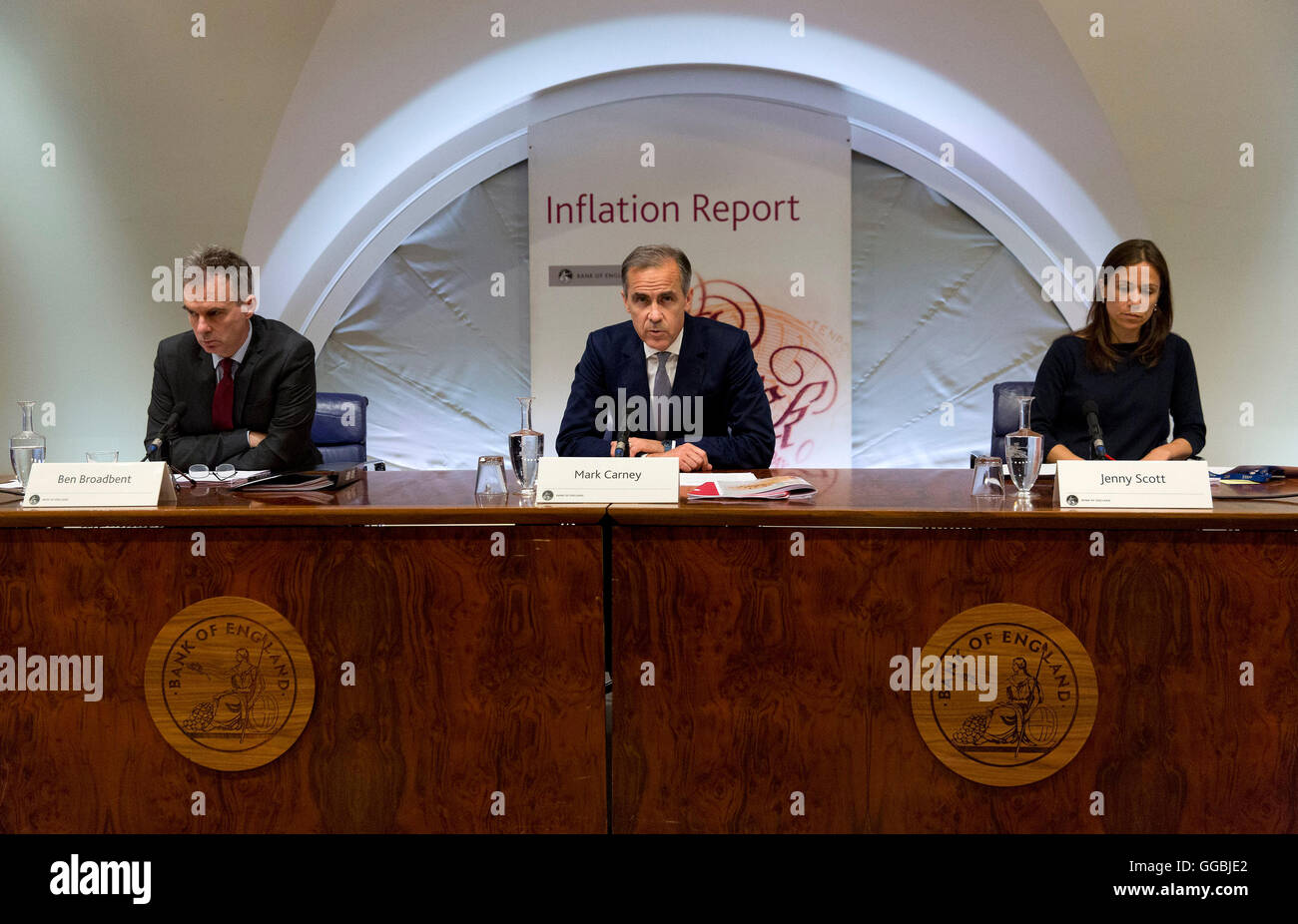Governor of the Bank of England Mark Carney, with Ben Bradbent Deputy ...
