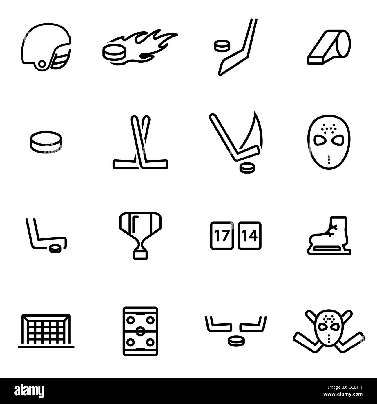 Vector line hockey icon set on white background Stock Vector Image ...
