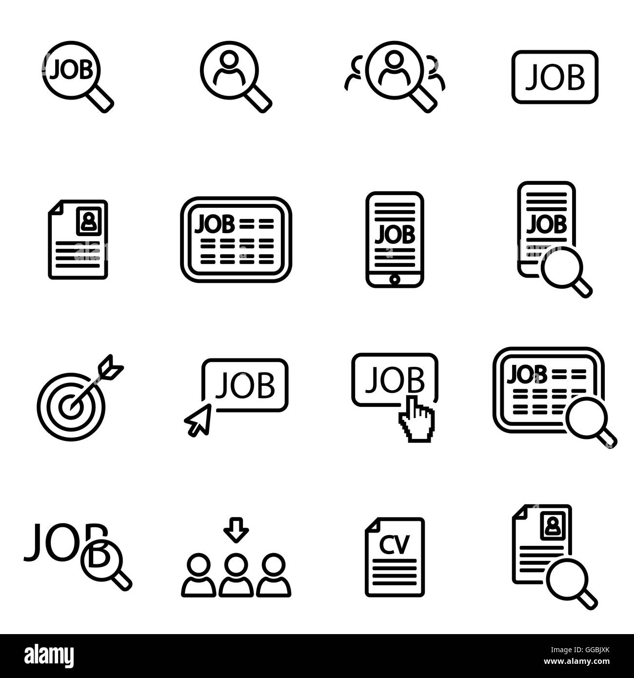 Vector line job search icon set on white background Stock Vector Image ...