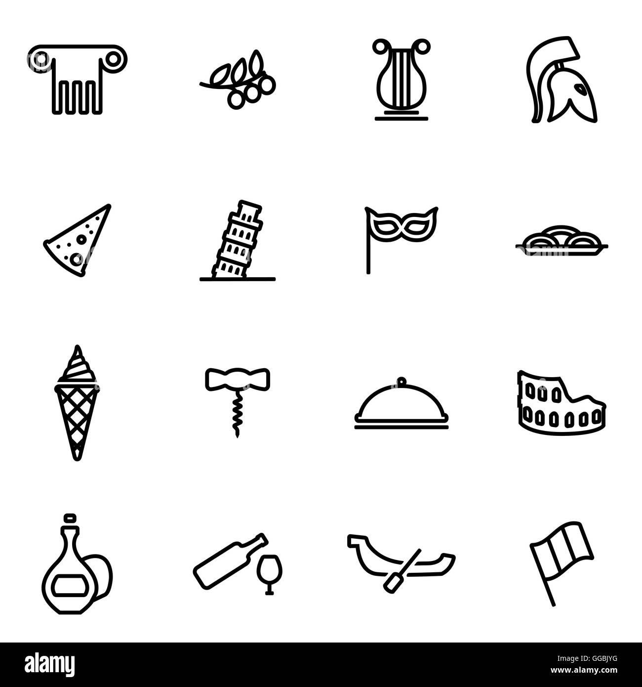 Vector line italian icon set on white background Stock Vector Image ...