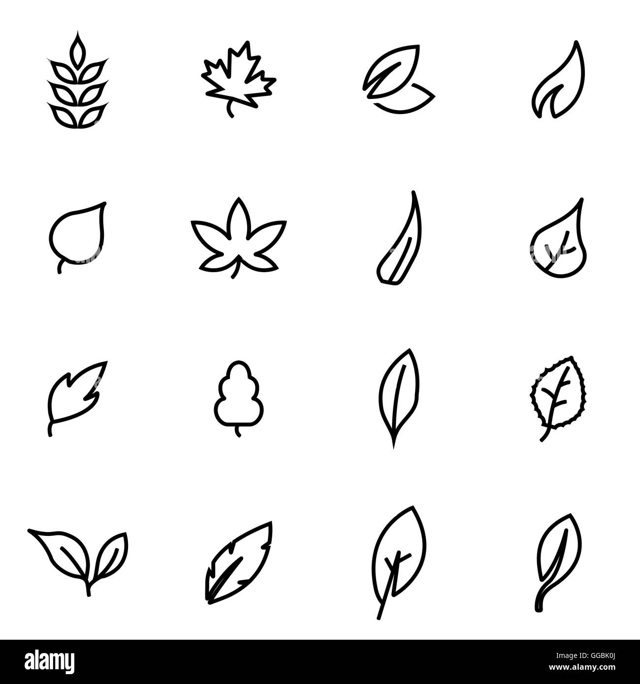 Vector line leaf icon set on white background Stock Vector Image & Art ...