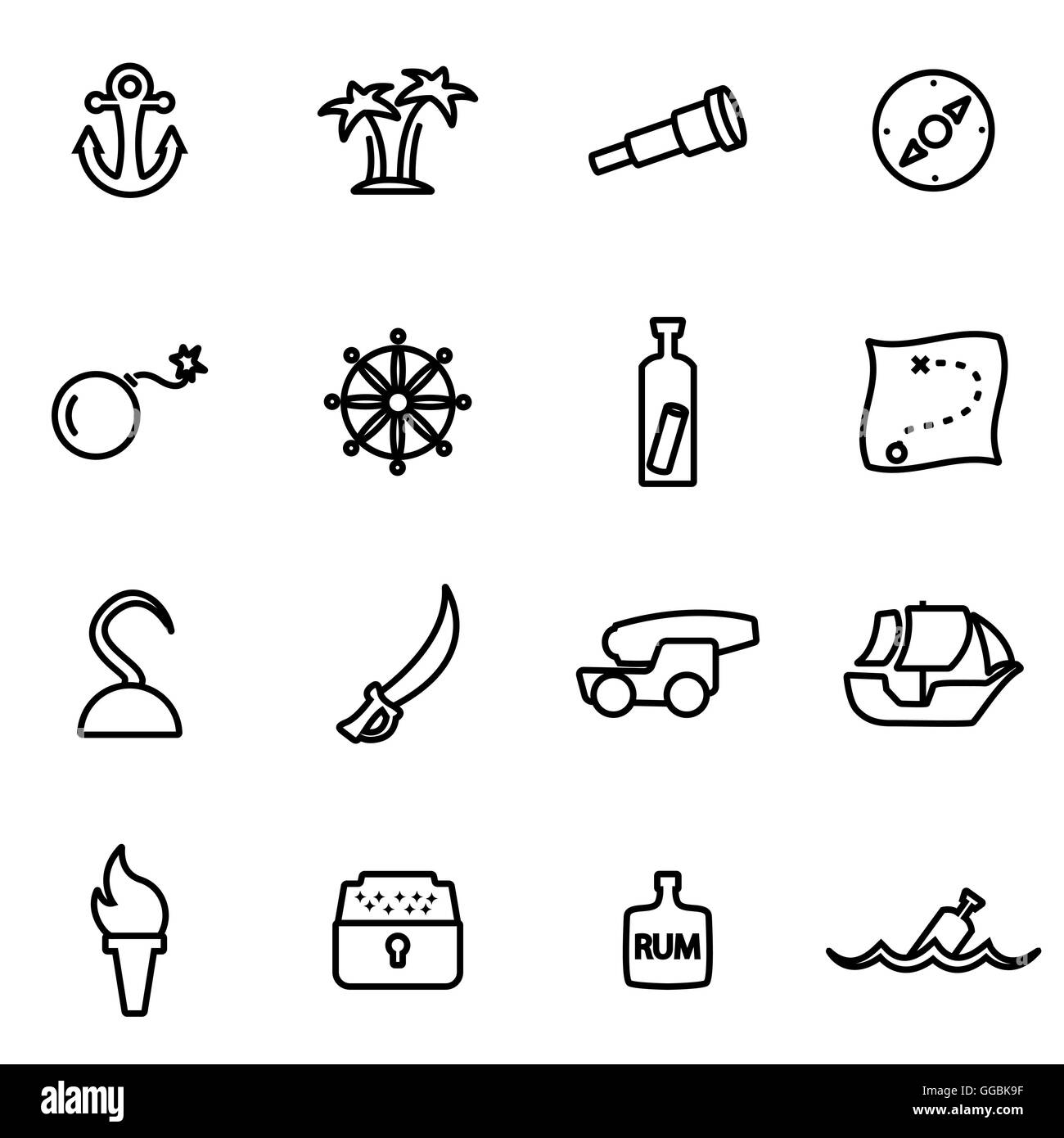 Pirate ship icon linear hi-res stock photography and images - Alamy