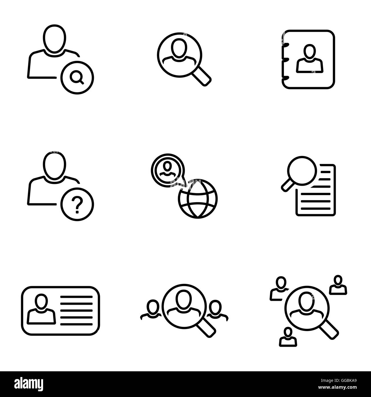 Vector line people search icon set on white background Stock Vector ...