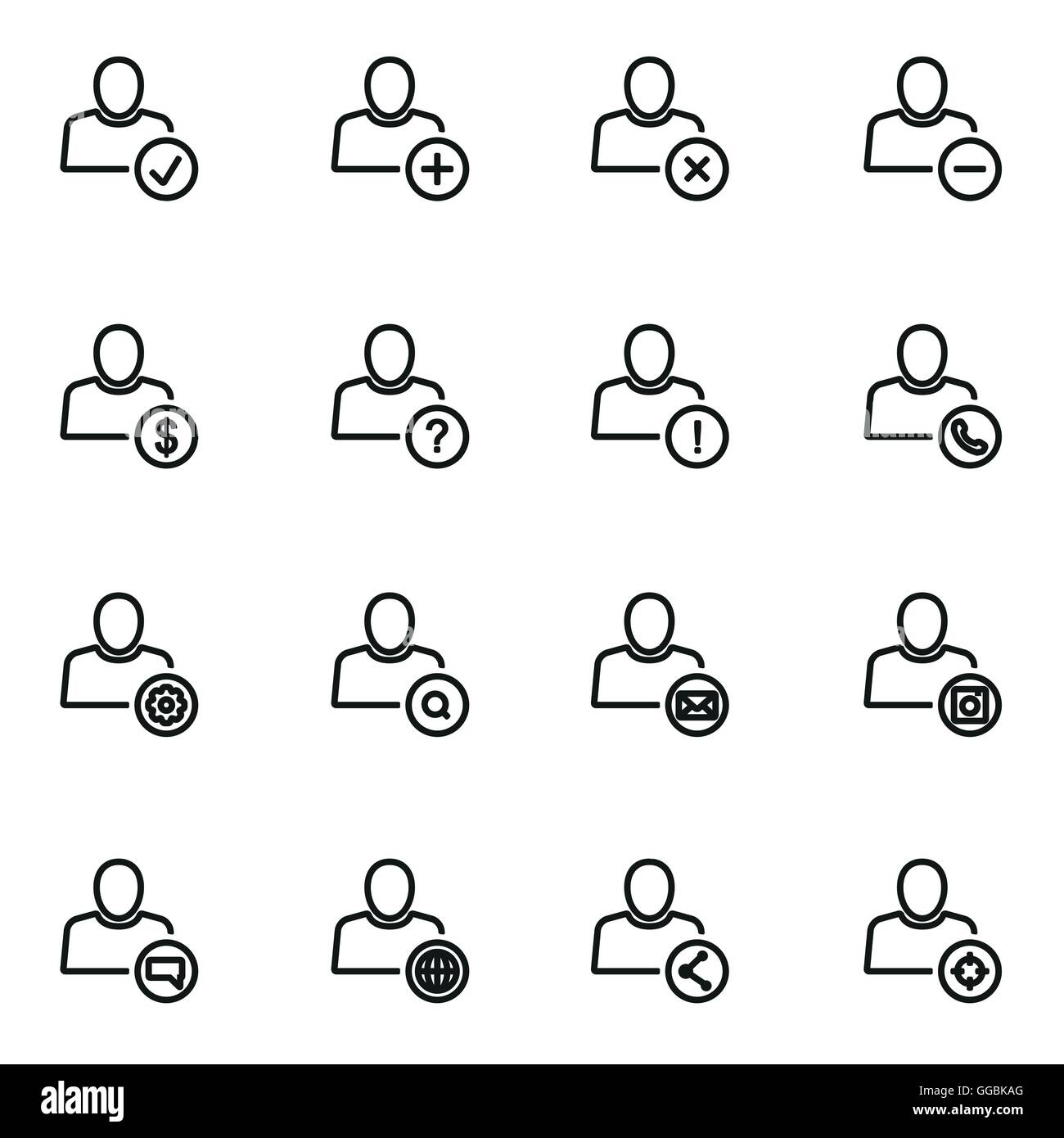 Vector line people icon set on white background Stock Vector Image ...