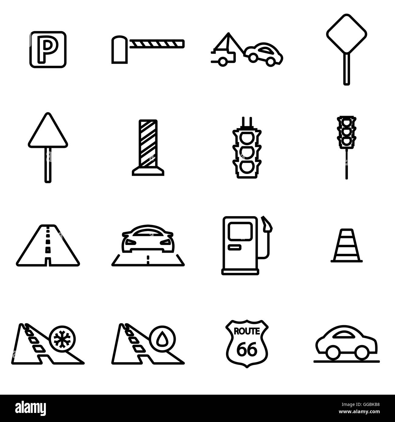 Vector line road icon set on white background Stock Vector Image & Art ...