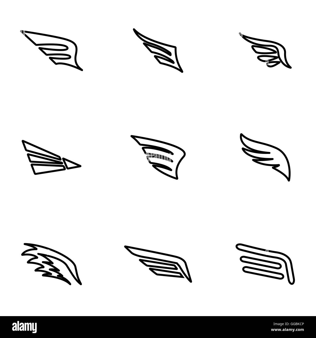 Vector line wing icon set on white background Stock Vector Image & Art ...