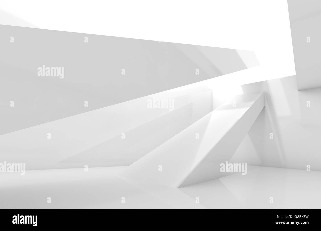 Abstract empty interior background, white room with beams. Digital 3d ...