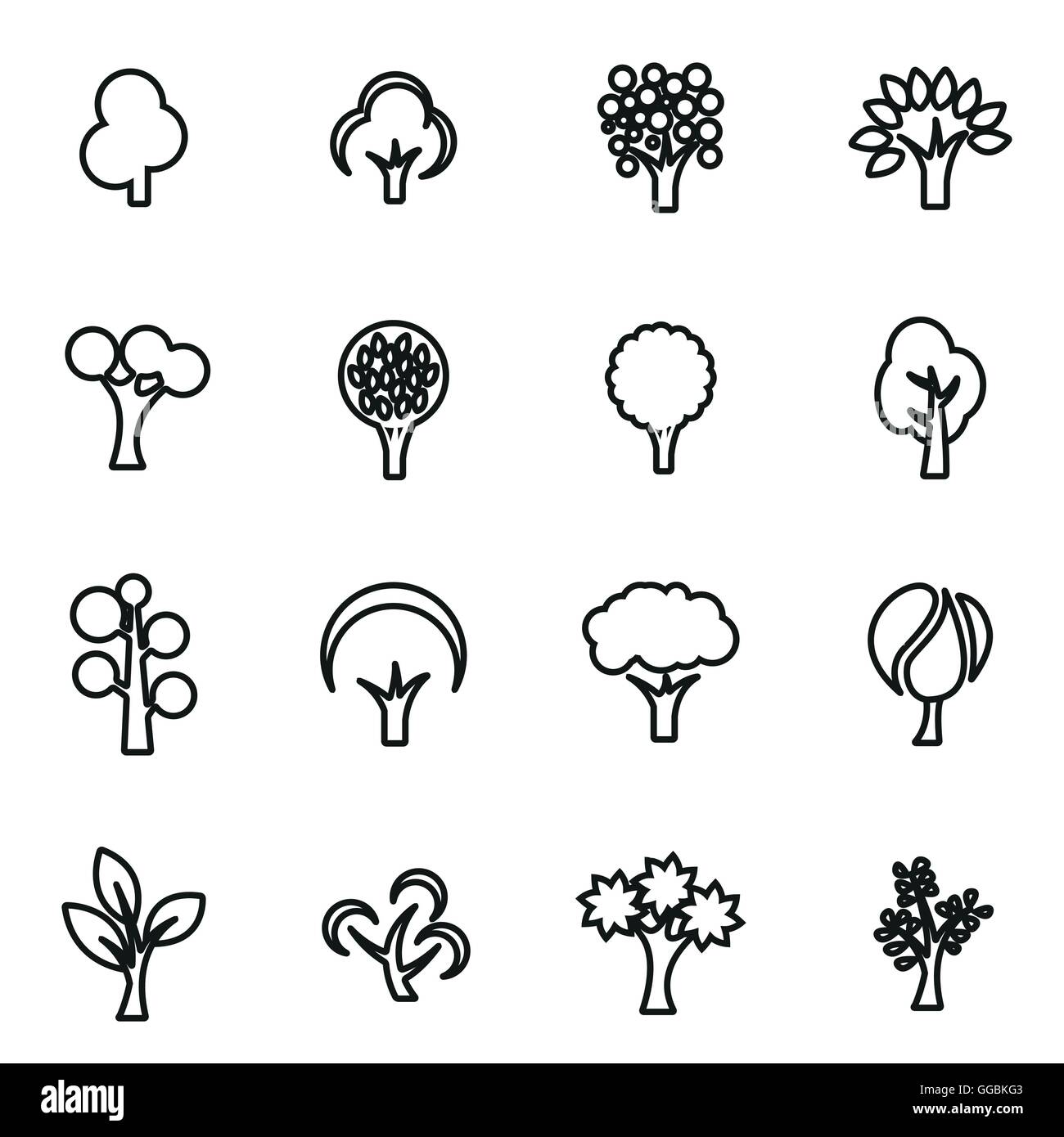Vector line trees icon set on white background Stock Vector Image & Art ...