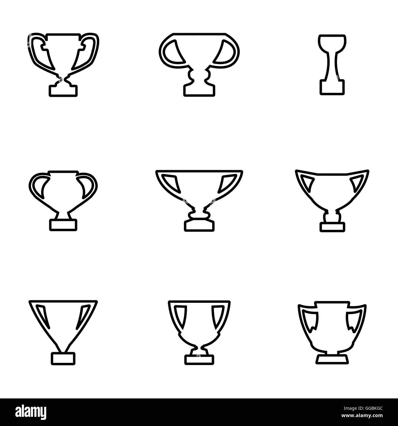 Vector line trophy icon set on white background Stock Vector Image ...