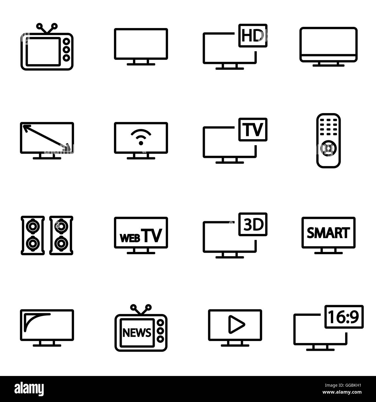 Vector line tv icon set on white background Stock Vector Image & Art ...