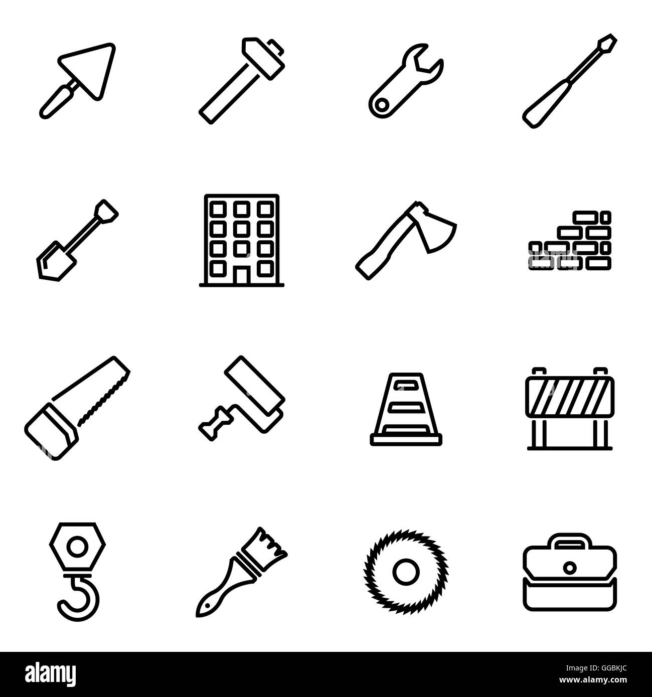 Vector line construction icon set on white background Stock Vector ...