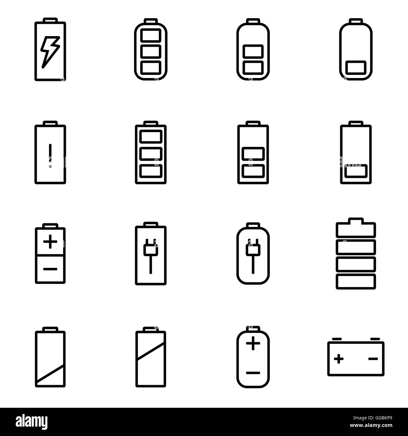 Vector line battery icon set Stock Vector Image & Art - Alamy