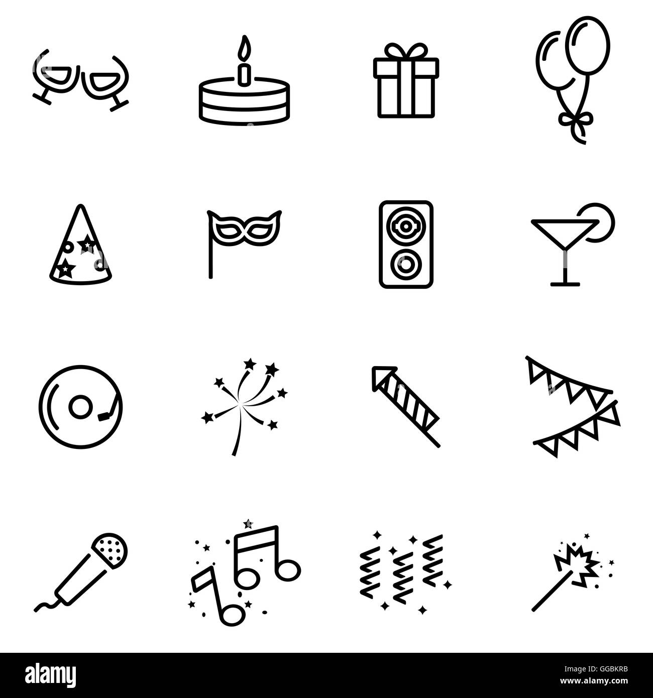 Line icons birthday cake Black and White Stock Photos & Images - Alamy
